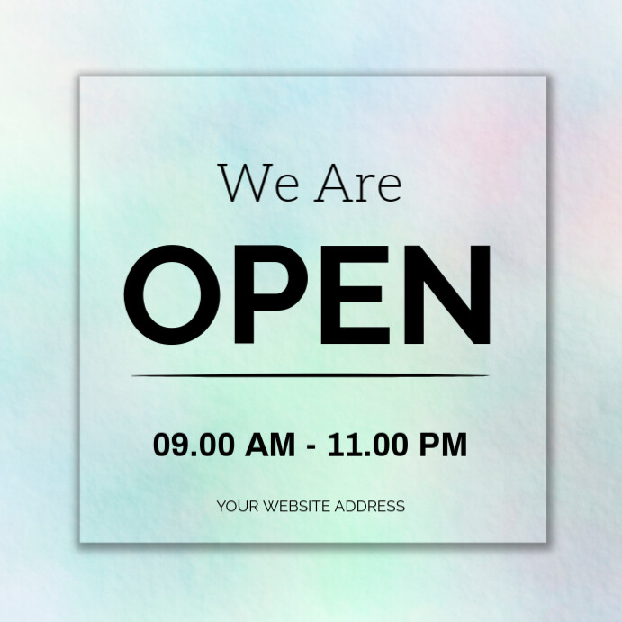 Aqua Typographic Yes We Are Open Now Posters Instagram Post Template ...