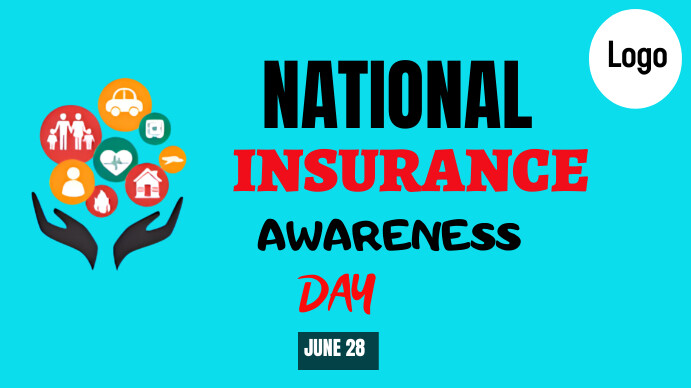 Aqua Typography National Insurance Awareness Template | PosterMyWall