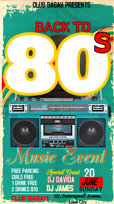 Copy of Aqua Vintage Back To 80s Music Event Party Fl | PosterMyWall