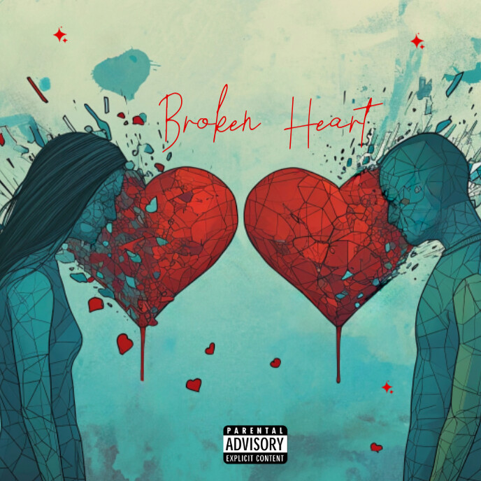 Copy of Aqua Vintage Couple Broken Heart Artwork Temp | PosterMyWall