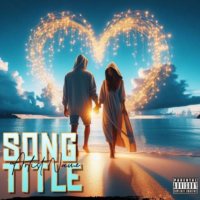 Plantilla de Aqua Vintage Couple Love On Beach Mixtape Cover Artwork ...