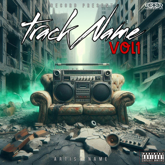 Aqua Vintage Garbage Speaker Rap God Mixtape Cover Album Cover Template ...