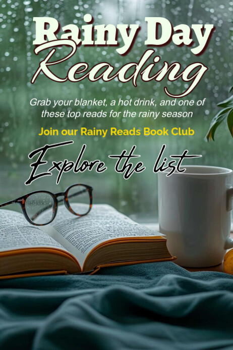 Copy of Aqua Vintage Rainy Day Reading Poster | PosterMyWall