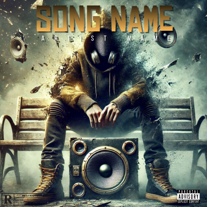 Aqua Vintage Speaker Headphone Cd Mixtape Album Cover Template ...