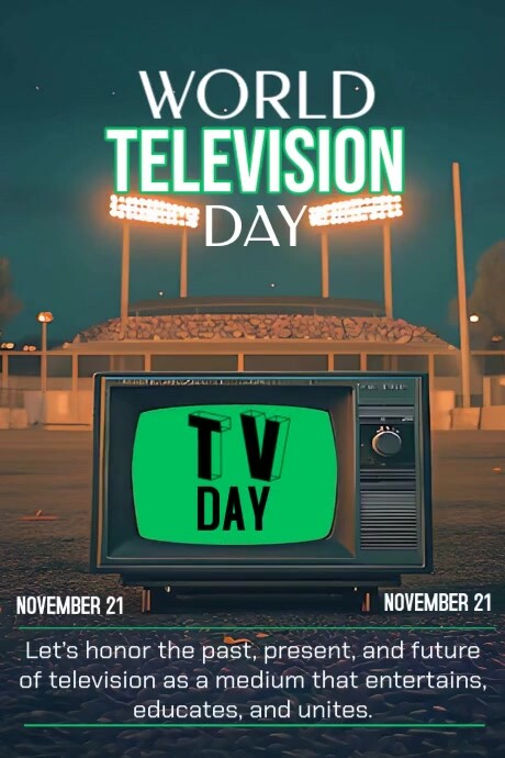 Aqua Vintage Television Day Poster Template | PosterMyWall