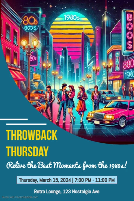 Aqua Vintage Throwback Thursday Banner 4' × 6' Template | PosterMyWall