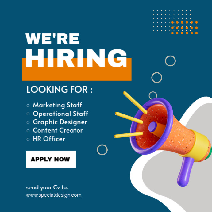 Aqua We Are Hiring Instagram Post Template | PosterMyWall