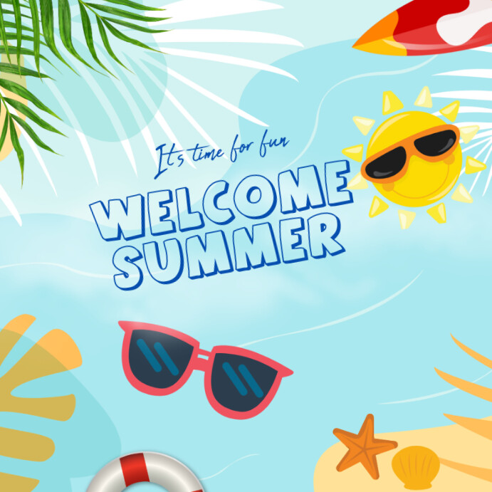 Aqua Welcome Summer Template For Instagram | PosterMyWall