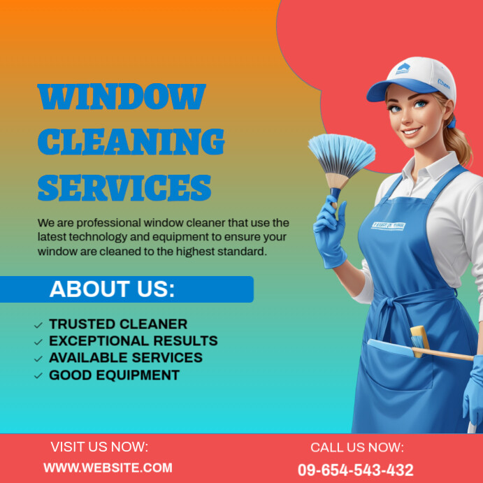 Aqua Window Cleaning Instagram Post Template | PosterMyWall