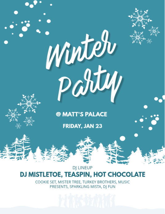 Aqua Winter Party Flyer 2026 Template | PosterMyWall