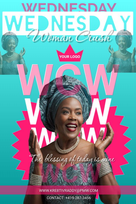Aqua Woman Crush Wednesday Poster Template | PosterMyWall