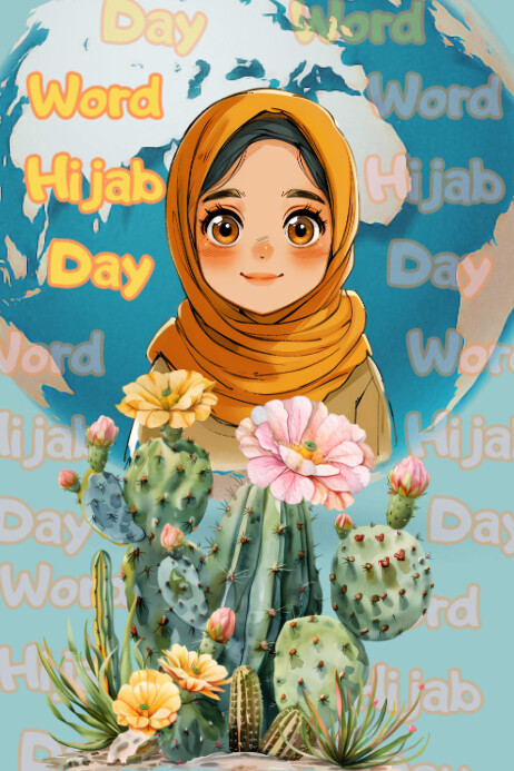 Aqua Word Hijab Day Poster Template | PosterMyWall