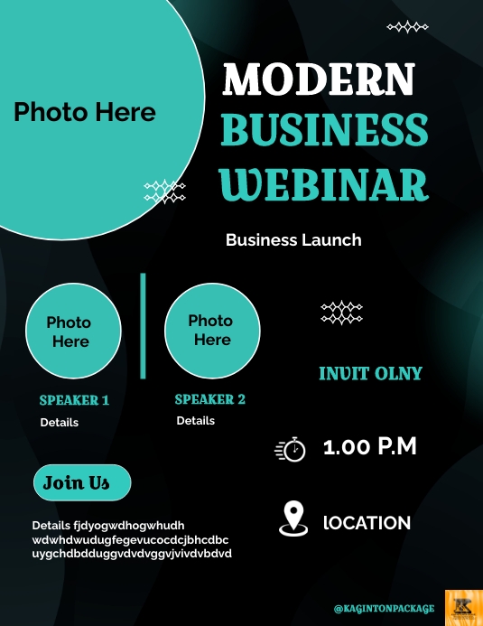 Aquamarine Black Business Theme Webinar Flyer Templat | PosterMyWall