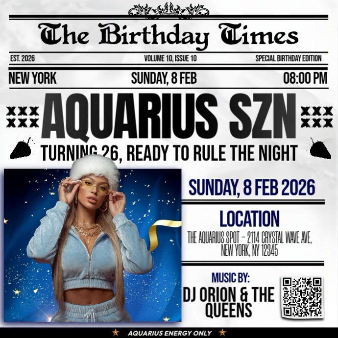 Aquarius Szn: Born to Shine Template | PosterMyWall