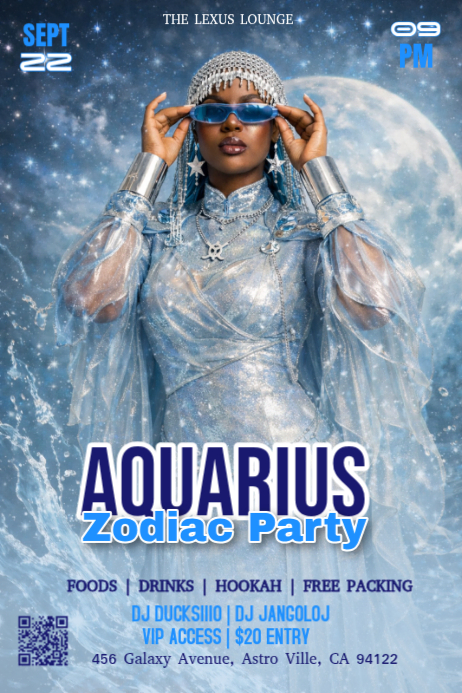 Aquarius Zodiac Party Flyer Template | PosterMyWall