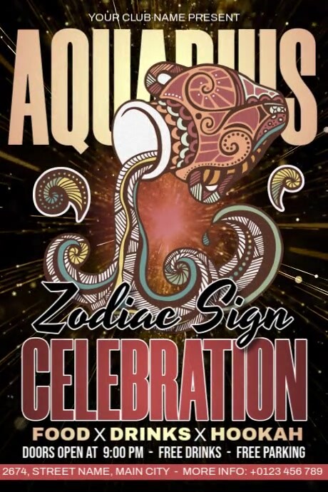 Aquarius Zodiac Party Night Template | PosterMyWall