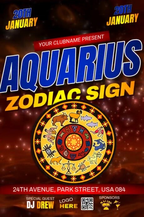 Aquarius Zodiac Sign Ads Template | PosterMyWall