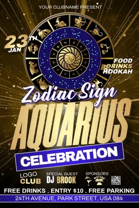 Aquarius Zodiac Sign Celebration Template | PosterMyWall
