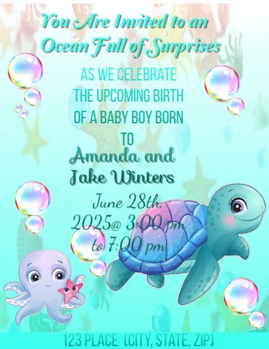 Copy of Aquatic Baby Shower Invitation | PosterMyWall