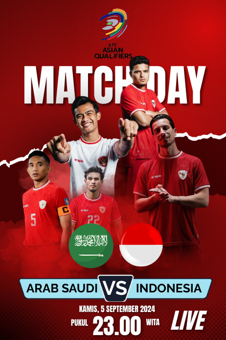 ARAB SAUDI VS INDONESIA AFC ASIAN QUALIFIERS Template | PosterMyWall
