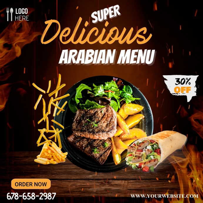 Arabian cuisine restaurant flyer Template | PosterMyWall