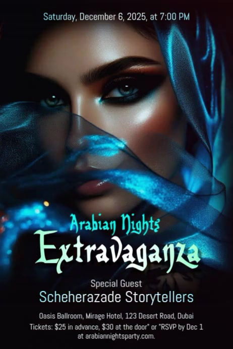 Plantilla de Arabian Nights Extravaganza Poster | PosterMyWall