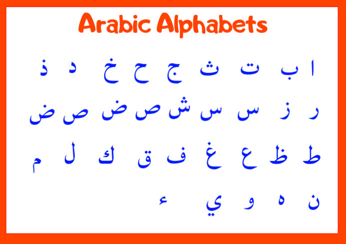 Arabic Alphabets charts for kids / toddlers Template | PosterMyWall