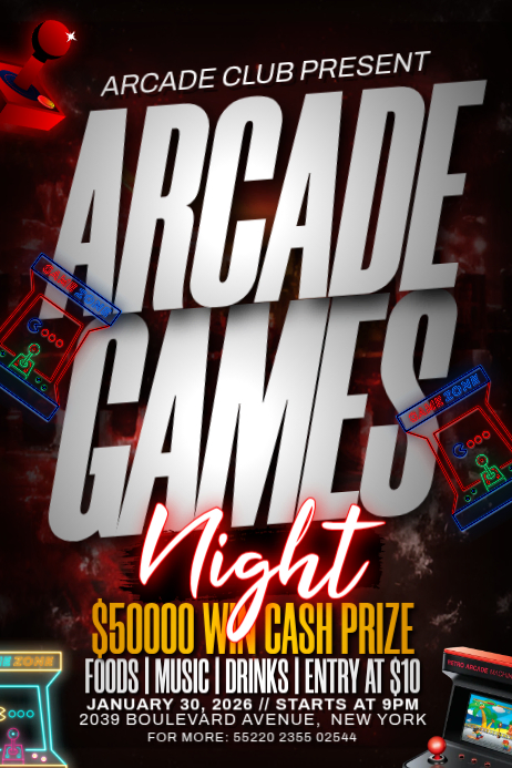 Plantilla de Arcade Game Night Poster | PosterMyWall