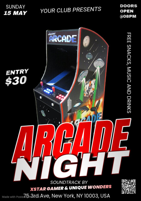 Plantilla de Arcade Night | PosterMyWall