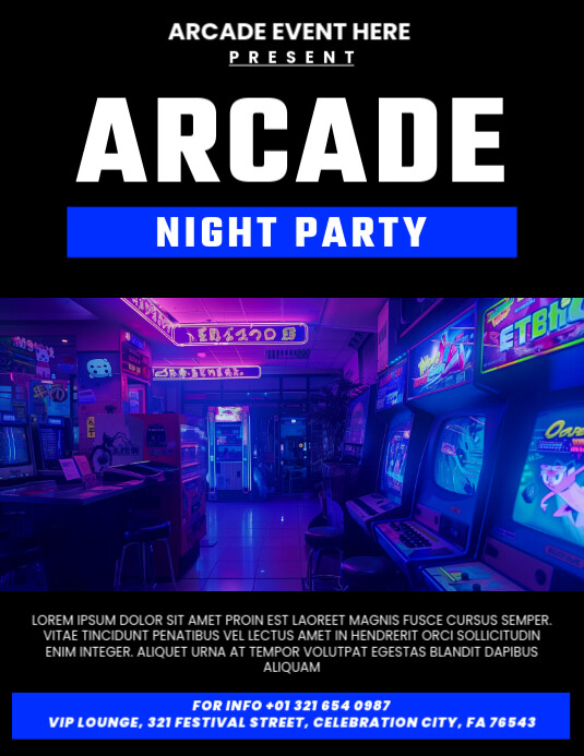 Plantilla de Arcade Night Party | PosterMyWall
