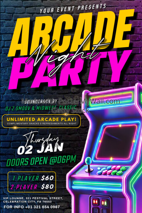 Arcade Night Party Template | PosterMyWall