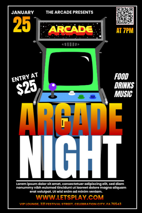 Plantilla de Arcade Night Poster | PosterMyWall