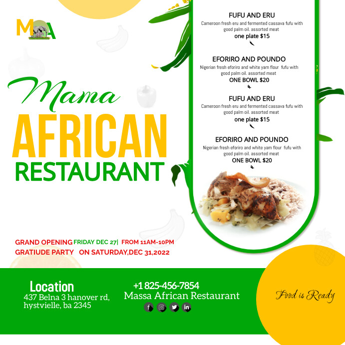 Copy of ARICAN RESTAURANT | PosterMyWall