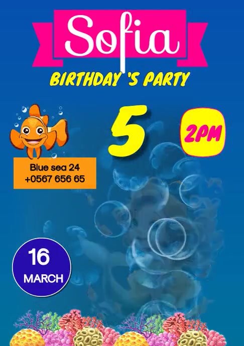 Plantilla de Ariel birthday | PosterMyWall