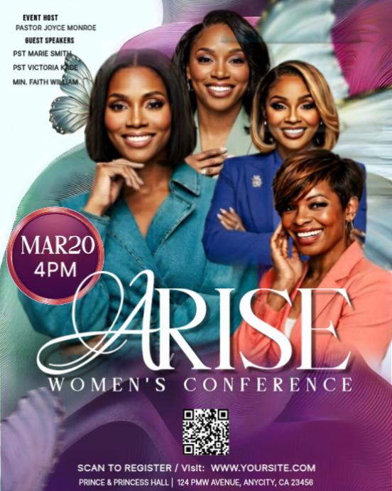 Arise Women’s Conference Church Flyer | Elegant Women Ministry Event ...