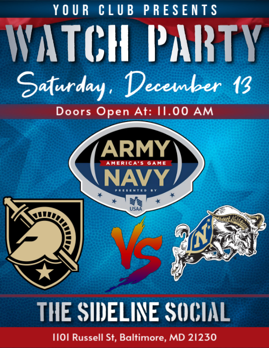 Plantilla de Army Navy Football Game Watch Party | PosterMyWall
