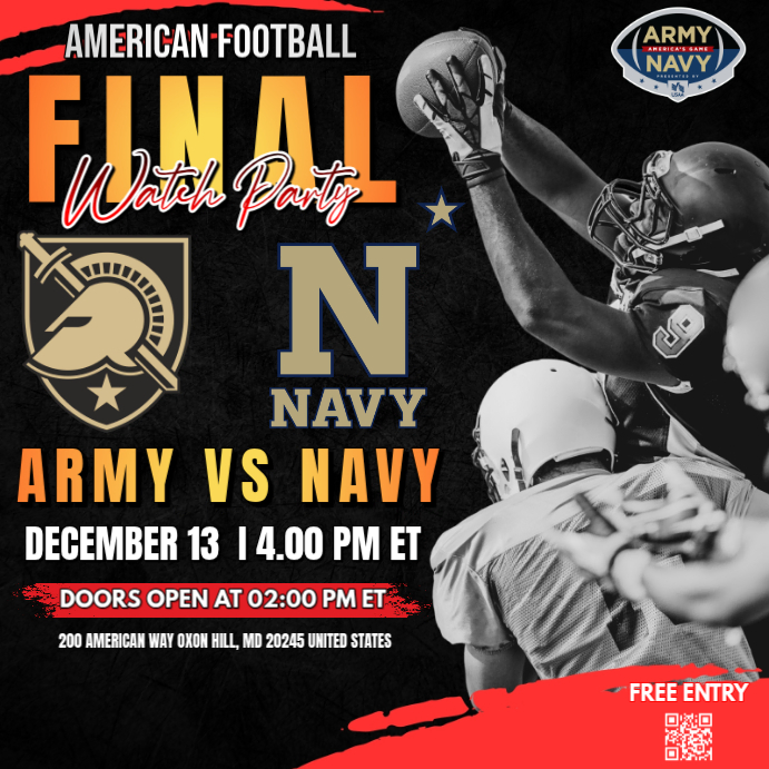 Army Vs Navy Football Game 2025 Watch Party Instagram Post Template ...