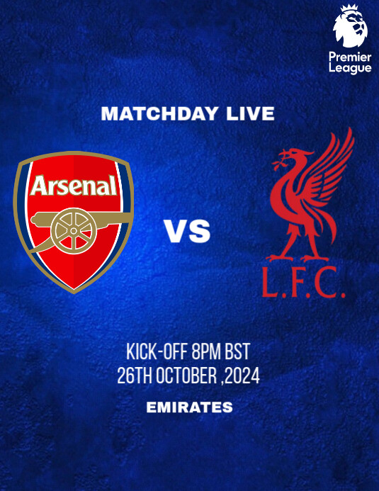 Arsenal vs Liverpool Template | PosterMyWall