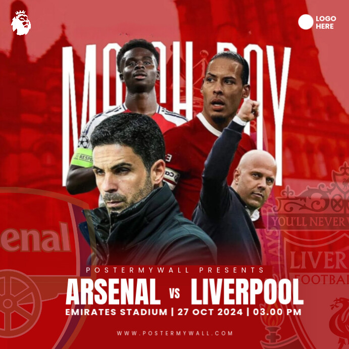 arsenal vs liverpool match day Template | PosterMyWall