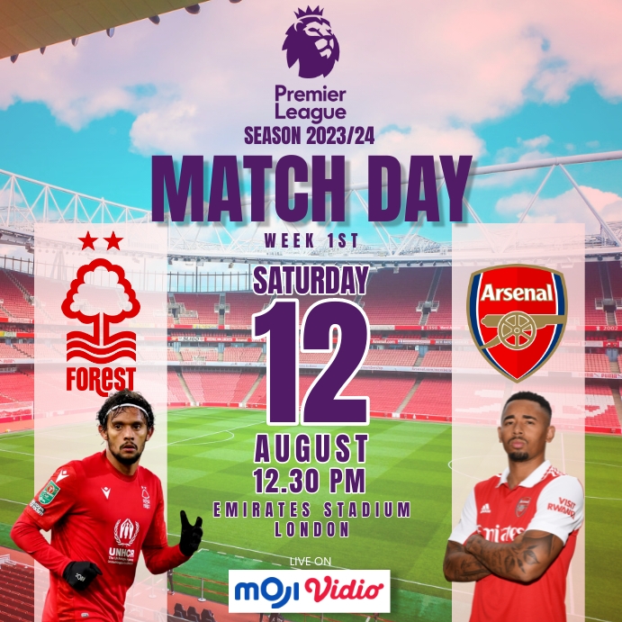 ARSENAL VS NOTTINGHAM FOREST Template | PosterMyWall
