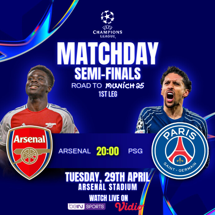 Arsenal VS PSG Template | PosterMyWall