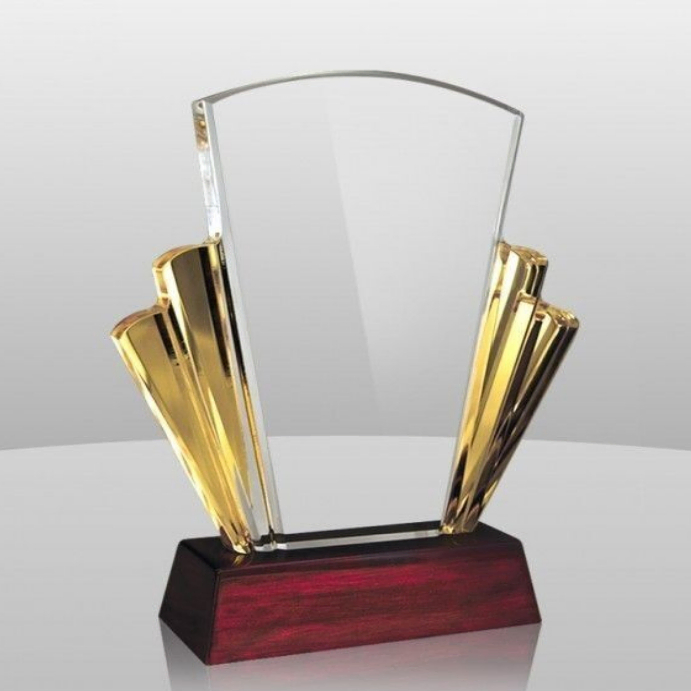 Art Deco Crystal and Gold Corporate Achievement Award Trophy Template ...