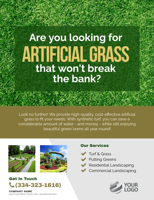 Artifical Grass Landscape Services Template | PosterMyWall