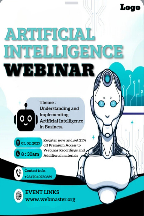 Artificial intelligence Business webinar flyer Template | PosterMyWall