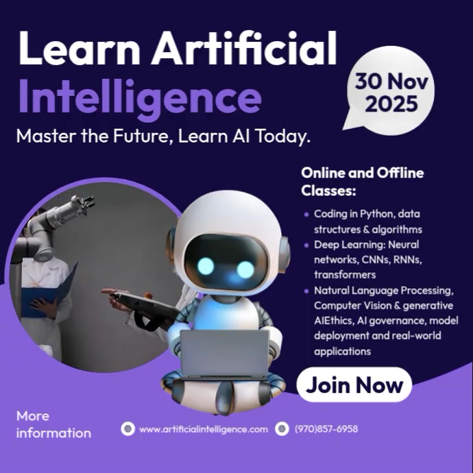 Artificial Intelligence Classes Template | PosterMyWall