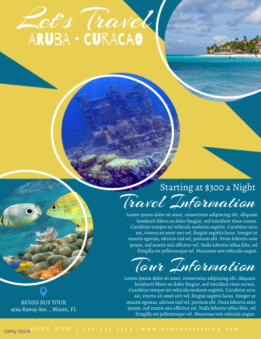 Aruba Travel Bus Tour Poster Template | PosterMyWall
