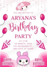 My melody birthday invitation Template | PosterMyWall