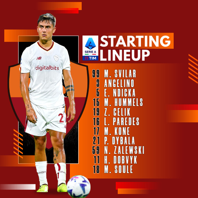 As Roma SERIE A Starting Lineup 2024 Template | PosterMyWall