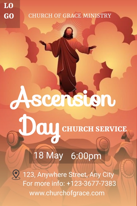 Ascension Day church invitation poster Template | PosterMyWall