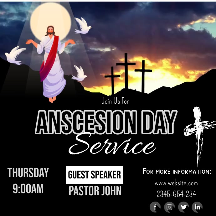 ascension day service invitation template (1) | PosterMyWall